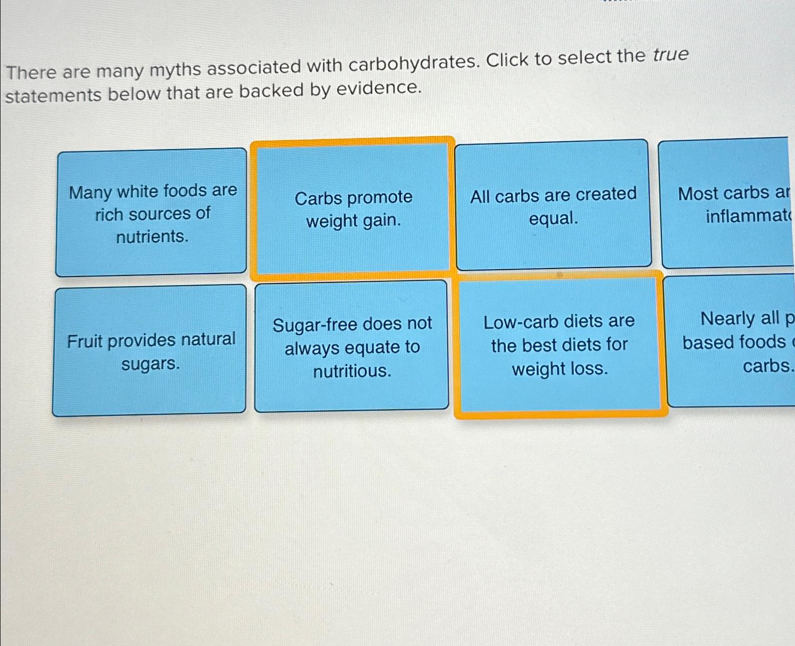 Solved There are many myths associated with carbohydrates. | Chegg.com