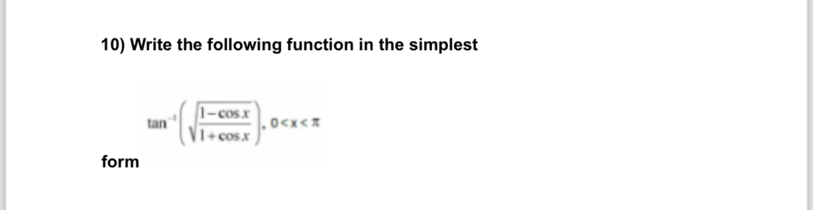 Solved Write the following function in the simplest ﻿form | Chegg.com