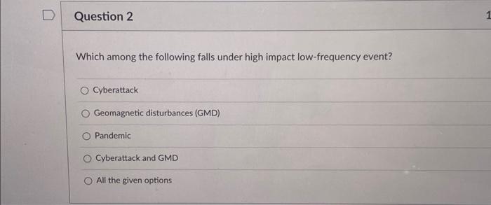 Solved Which among the following falls under high impact | Chegg.com