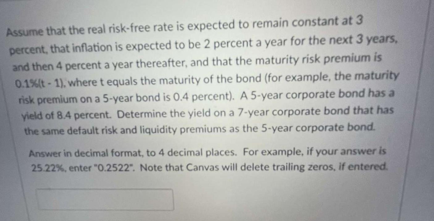 Solved Assume that the real risk-free rate is expected to | Chegg.com
