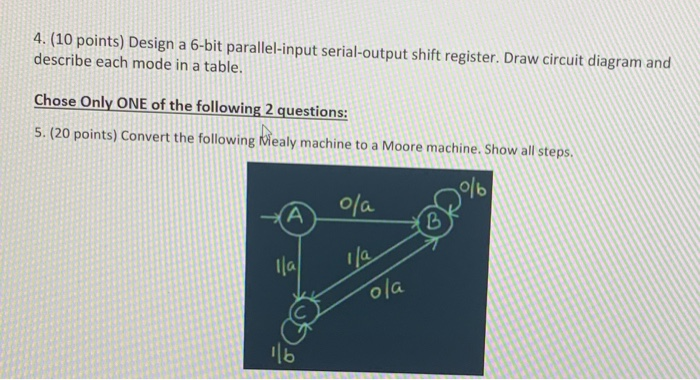 Solved 4. (10 points) Design a 6-bit parallel-input | Chegg.com