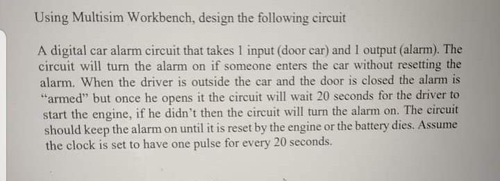 Solved Using Multisim Workbench, design the following | Chegg.com
