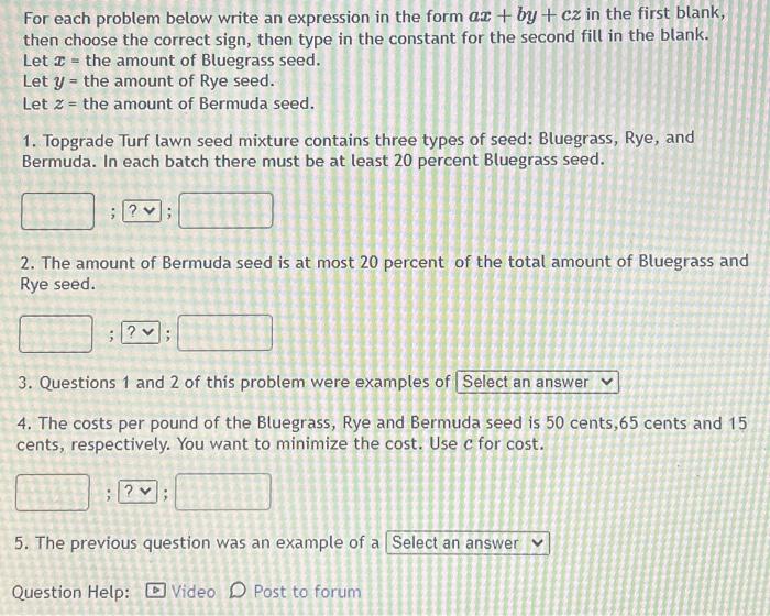 Solved For each problem below write an expression in the | Chegg.com