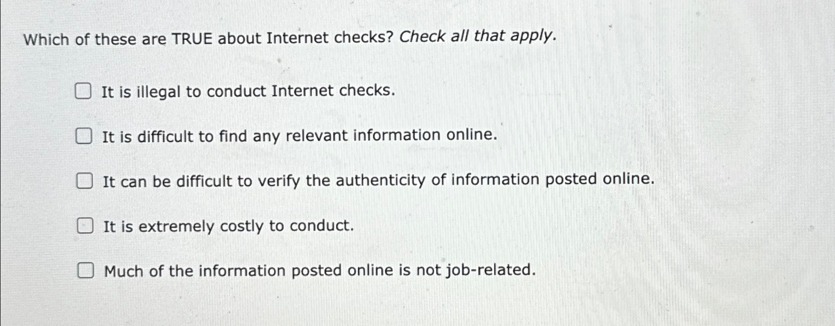 Solved Which of these are TRUE about Internet checks? Check | Chegg.com