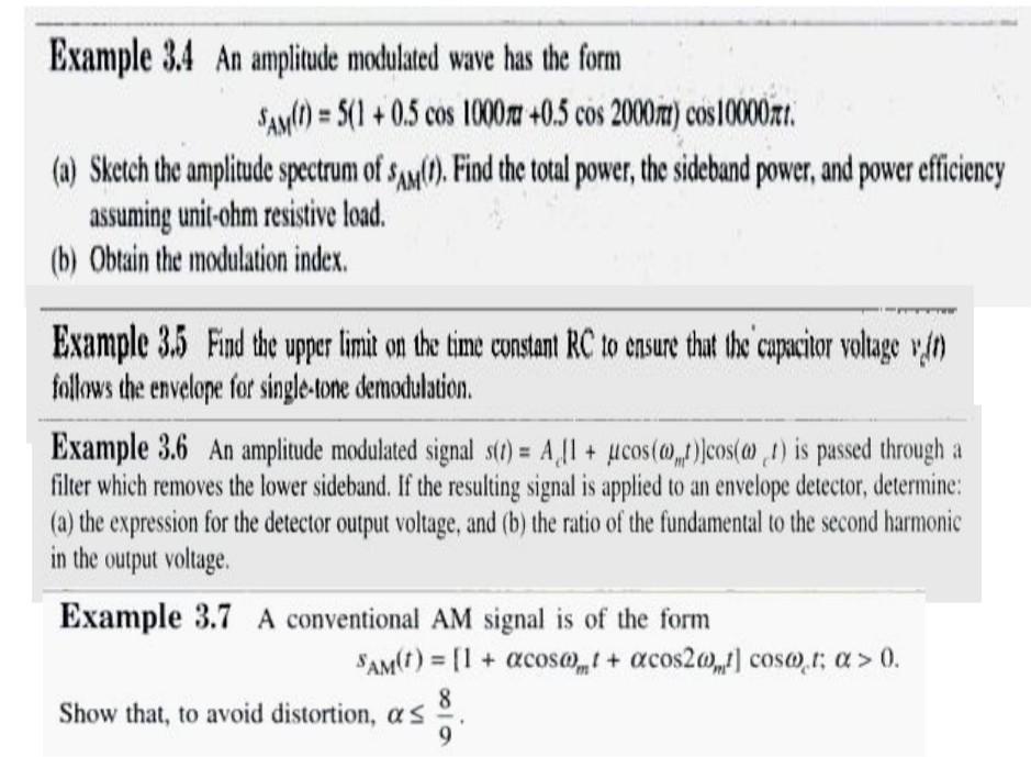 Example 3.4 An amplitude modulated wave has the form | Chegg.com