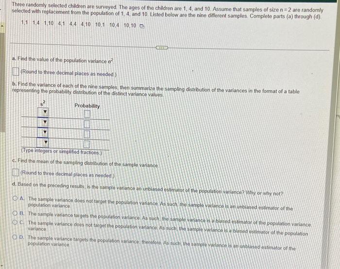 Solved Three randomly selected children are surveyed. The | Chegg.com
