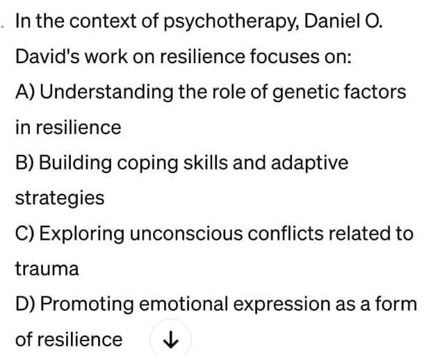 Solved In the context of psychotherapy, Daniel O.David's | Chegg.com