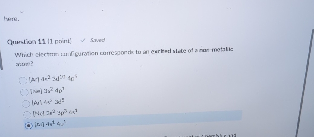here.Question 11 (1 ﻿point) ﻿SavedWhich electron | Chegg.com
