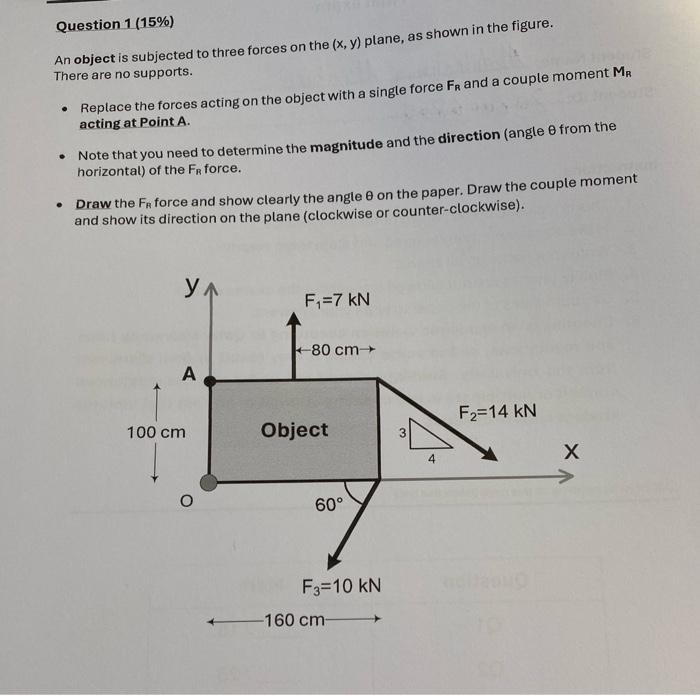 Solved Question 1(15%) An object is subjected to three | Chegg.com