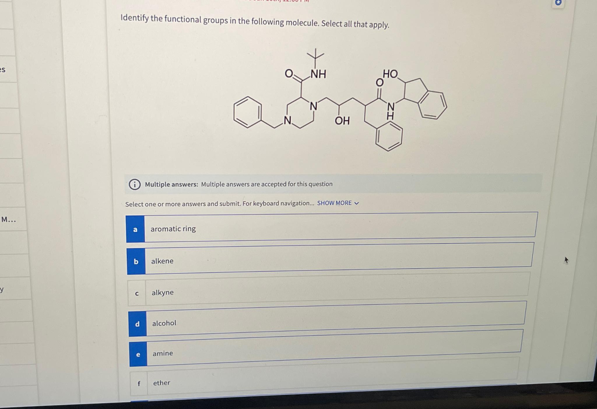 Identify the functional groups in the following | Chegg.com