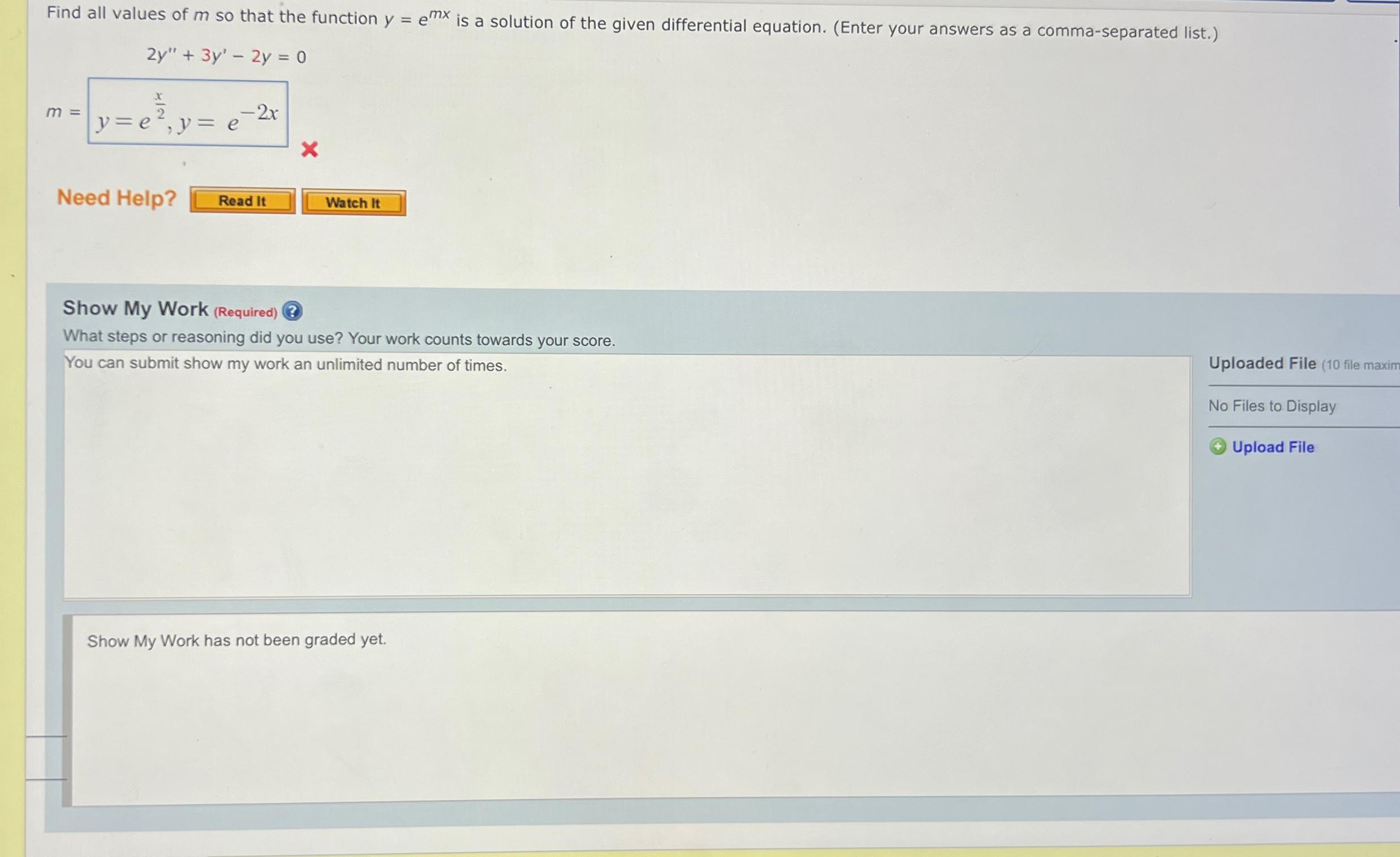 Solved Find all values of m ﻿so that the function y=emx ﻿is | Chegg.com
