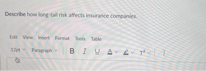 Solved Describe how long-tail risk affects insurance | Chegg.com