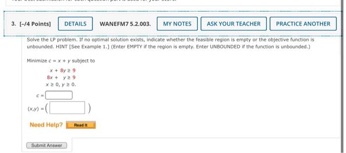 Solved 3. [-14 points) DETAILS WANEFM7 5.2.003. MY NOTES ASK | Chegg.com Solved 3. [-14 points) DETAILS WANEFM7 5.2.003. MY NOTES ASK | Chegg.com