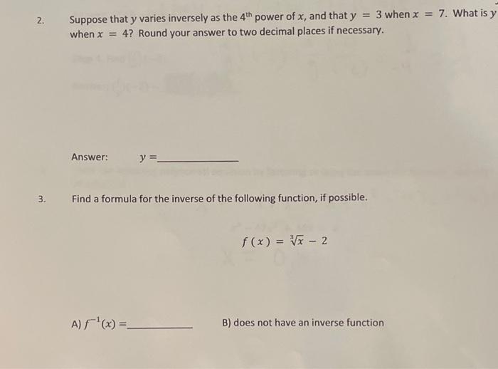 Solved Suppose that y varies inversely as the 4th power of | Chegg.com