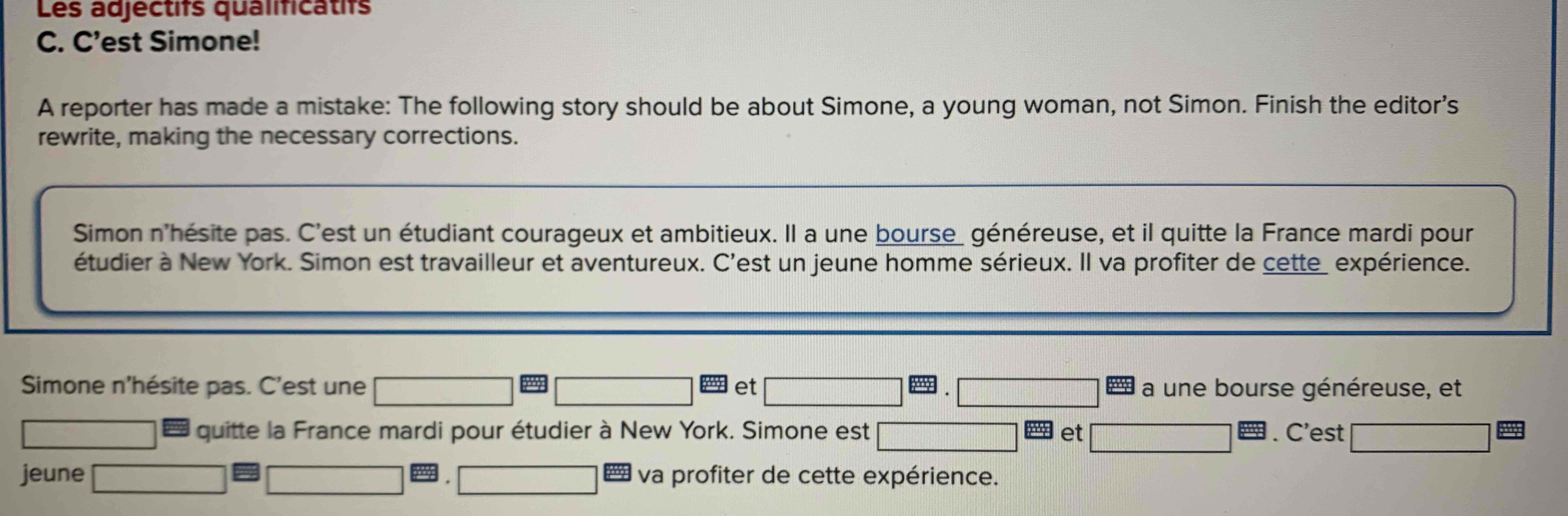 C. ﻿C'est Simone!A reporter has made a mistake: The | Chegg.com