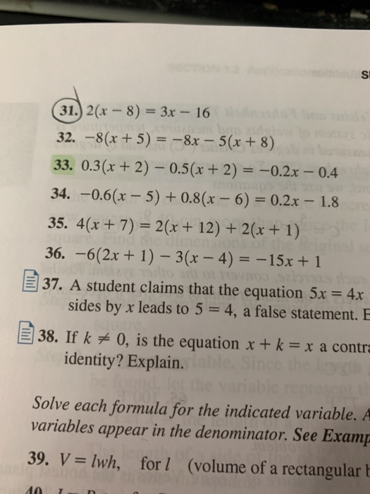 Solved I am having a trouble with linear equations. I | Chegg.com