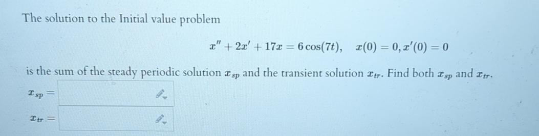 Solved The solution to the Initial value | Chegg.com