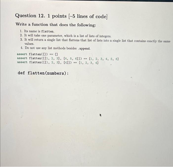 Solved Question 12. 1 points (-5 lines of code] Write a | Chegg.com