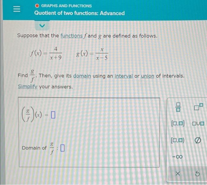 Solved O Graphs And Functions Quotient Of Two Functions