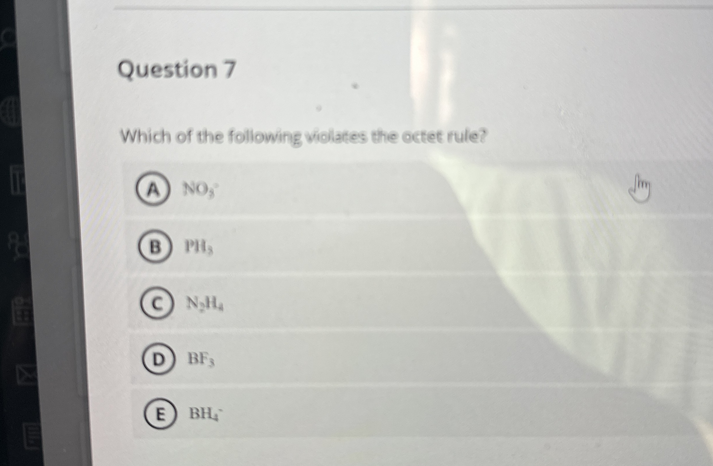 Solved Question 7Which of the following violates the octet | Chegg.com
