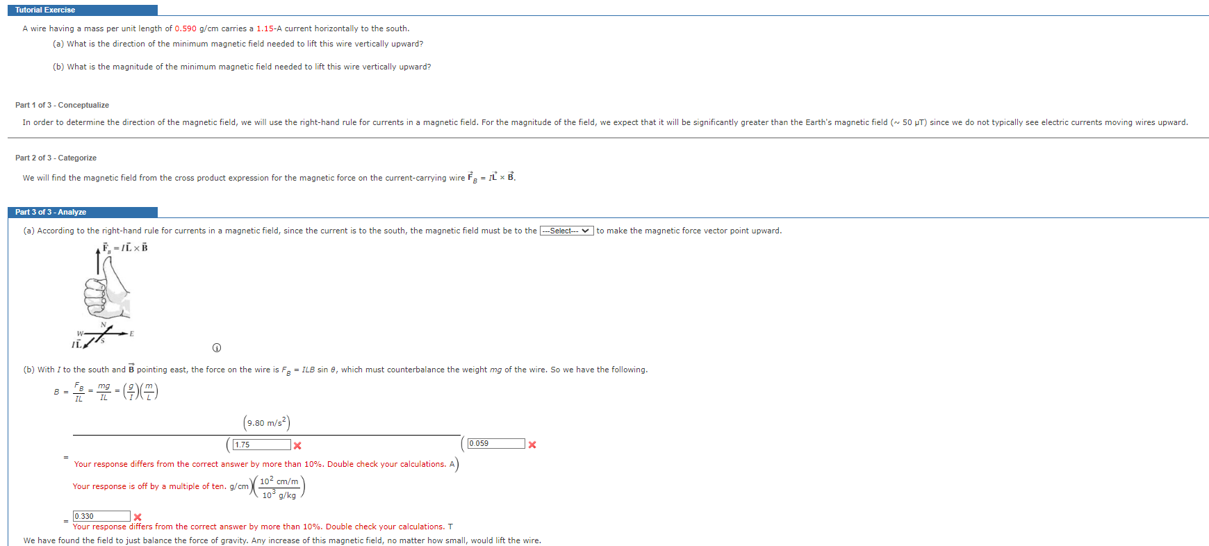 Solved Part 3 ﻿of 3 -Analyze(a) ﻿According to the right-hand | Chegg.com