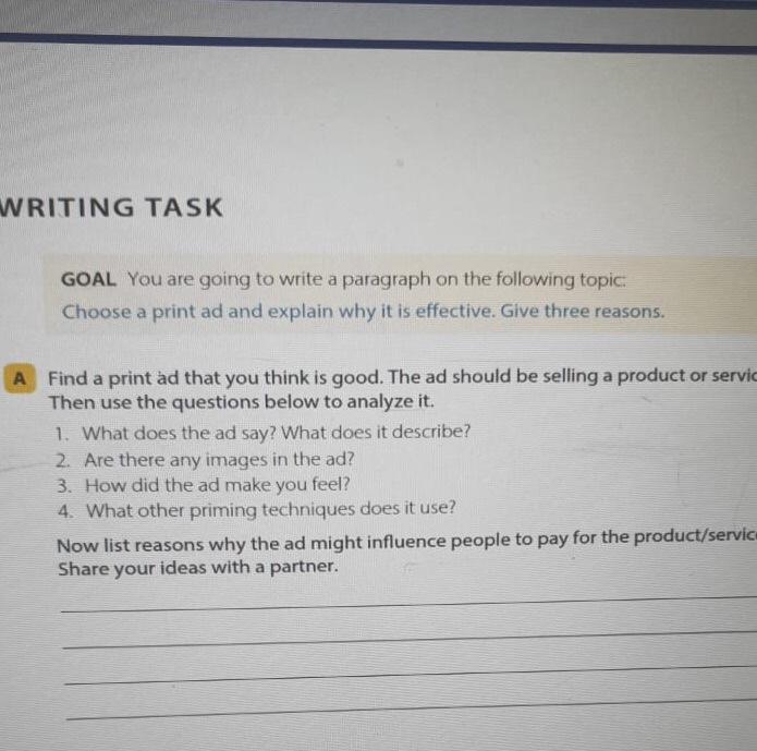 Solved WRITING TASK GOAL You are going to write a paragraph | Chegg.com