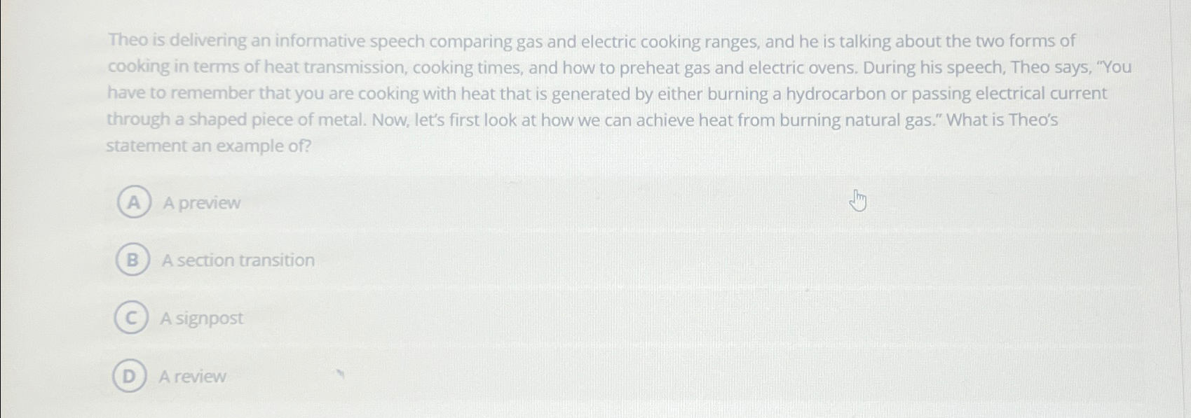 Solved Theo is delivering an informative speech comparing | Chegg.com