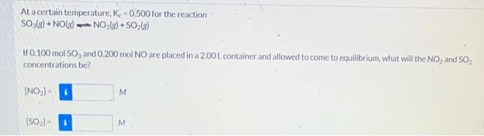 Solved At a certain temperature, Kc=0.500 for the reaction | Chegg.com