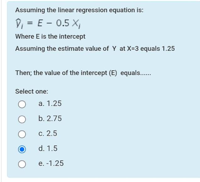 Solved Assuming the linear regression equation | Chegg.com