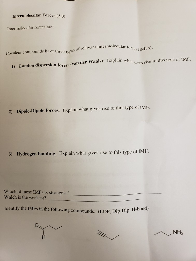 Solved of relevant intermolecular forces (IMFs): | Chegg.com