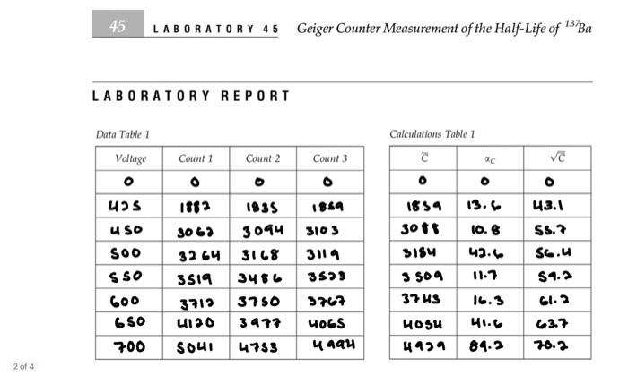 Solved 45 L A B O R A T O R Y 45 Geiger Counter Measurement | Chegg.com