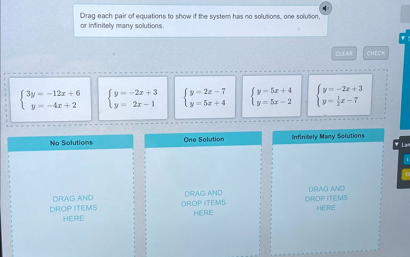 Solved Drag each pair of equations to show if the system has | Chegg.com