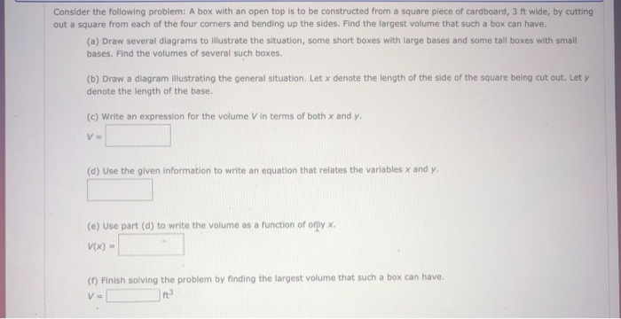 Solved Consider the following problem: A box with an open | Chegg.com