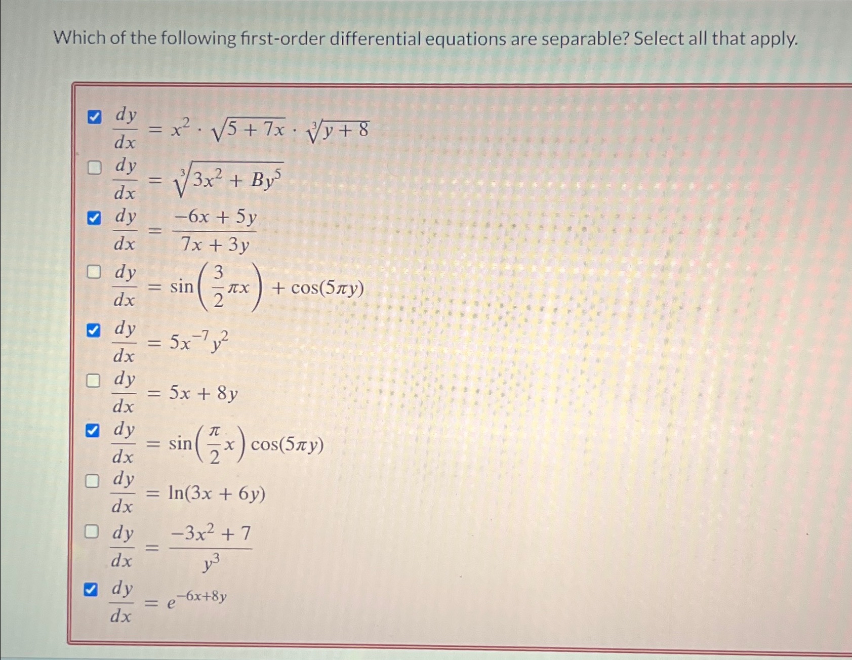 Solved Which of the following first-order differential | Chegg.com