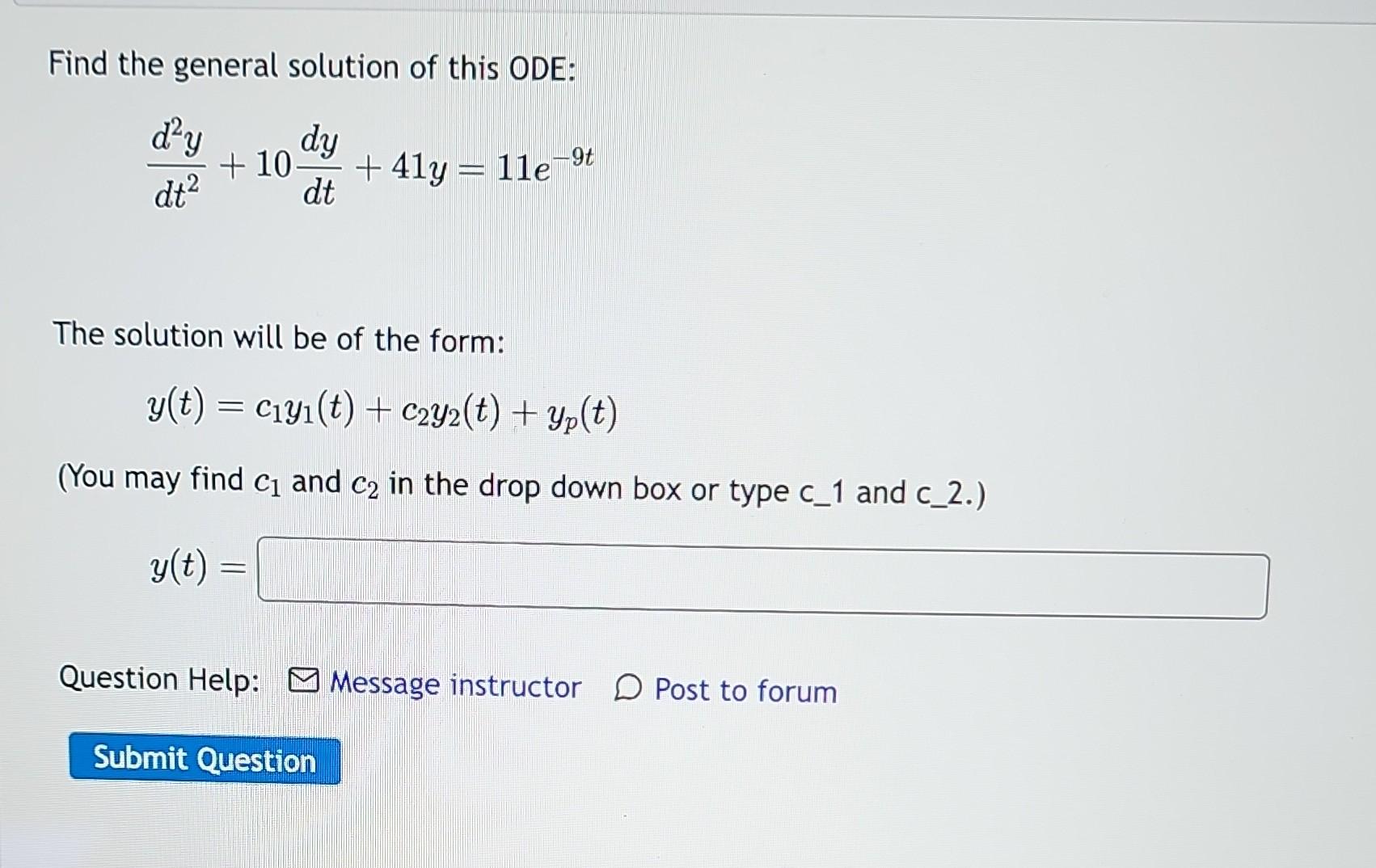 Solved Find the general solution of this ODE: | Chegg.com