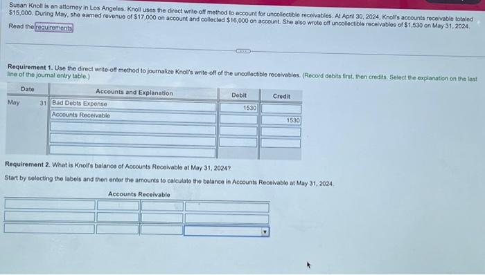 Solved Susan Knoll is an attomey in Los Angeles. Knoll uses | Chegg.com