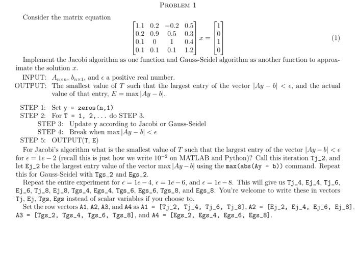 Solved Consider the matrix equation | Chegg.com