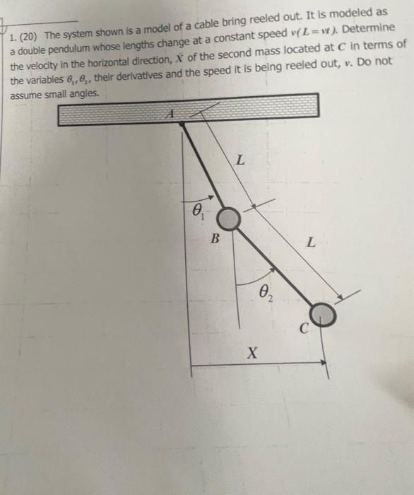 Solved 1. (20) The system shown is a model of a cable bring | Chegg.com