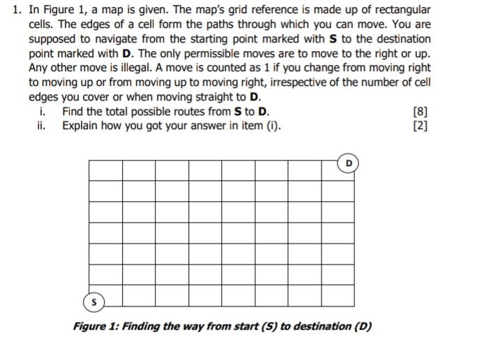 Solved • ﻿In Figure 1, ﻿a map is given. The map's grid | Chegg.com