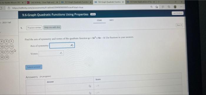 Solved Lab I 0100 http://edinity.com 9.6-Graph Quadratic | Chegg.com
