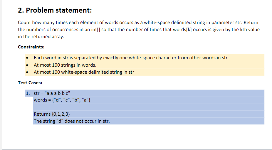 Solved Problem statement:Count how many times each element | Chegg.com