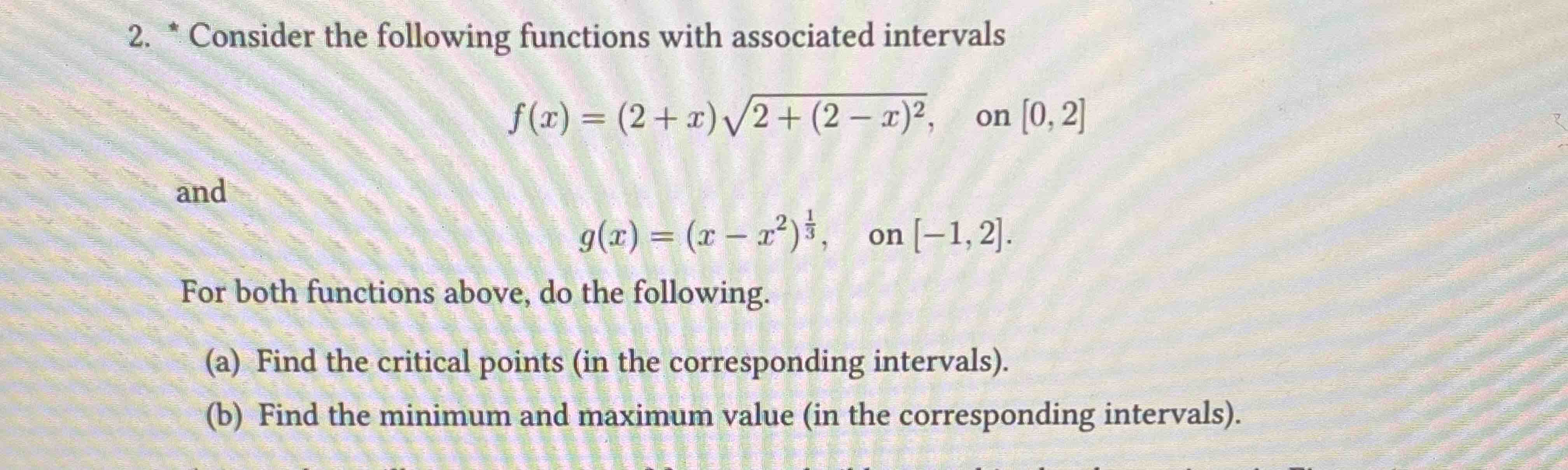 Solved Consider the following functions with associated | Chegg.com