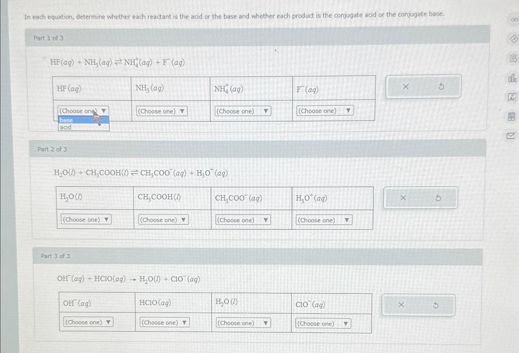 Solved In each equation, determine whether each reactant is | Chegg.com