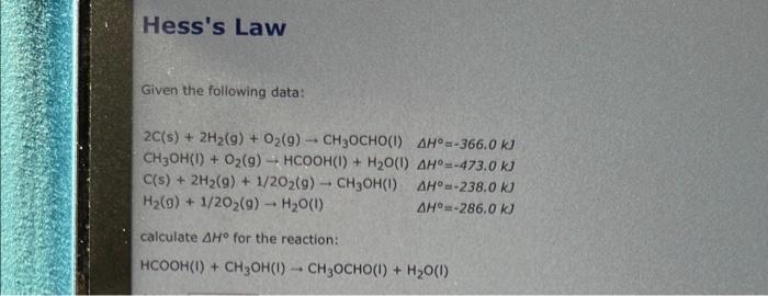 Solved Given the following data: 2C(s)+2H2( | Chegg.com