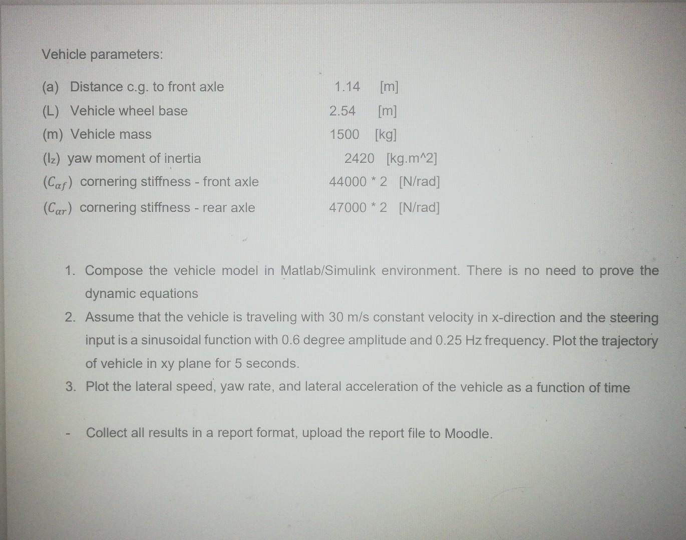 Solved 2D lateral motion of a vehicle can be explained based | Chegg.com