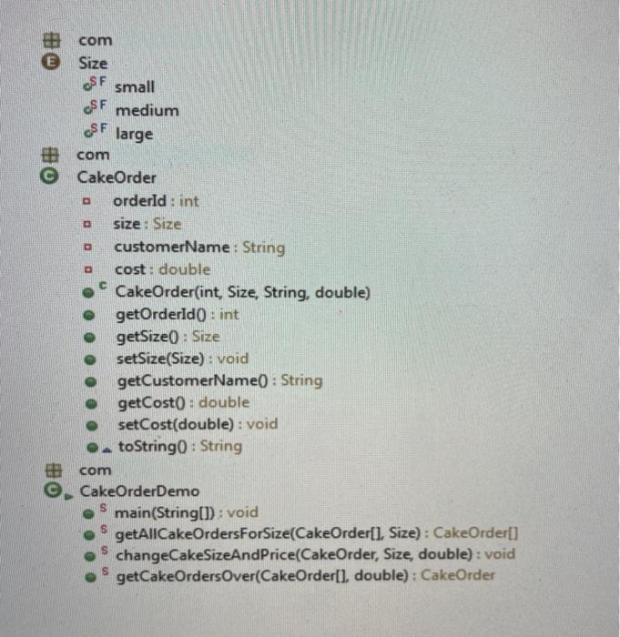 Solved In Java Eclipse Create a Size enum in the com package | Chegg.com