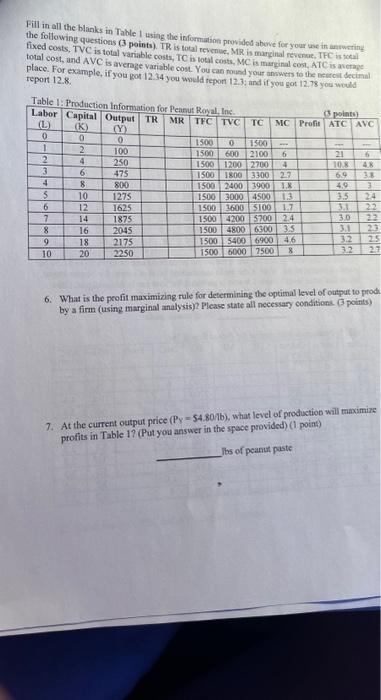 Fill in all the blanks in Table 1 using the | Chegg.com
