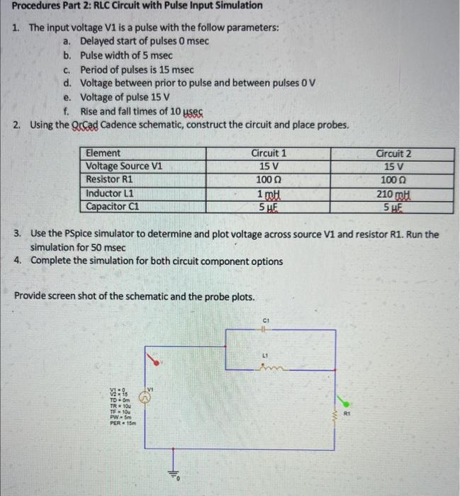 Solved 1. The input voltage V1 is a pulse with the follow | Chegg.com