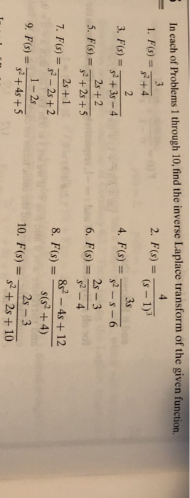Solved In each of Problems 1 through 10, find the inverse | Chegg.com