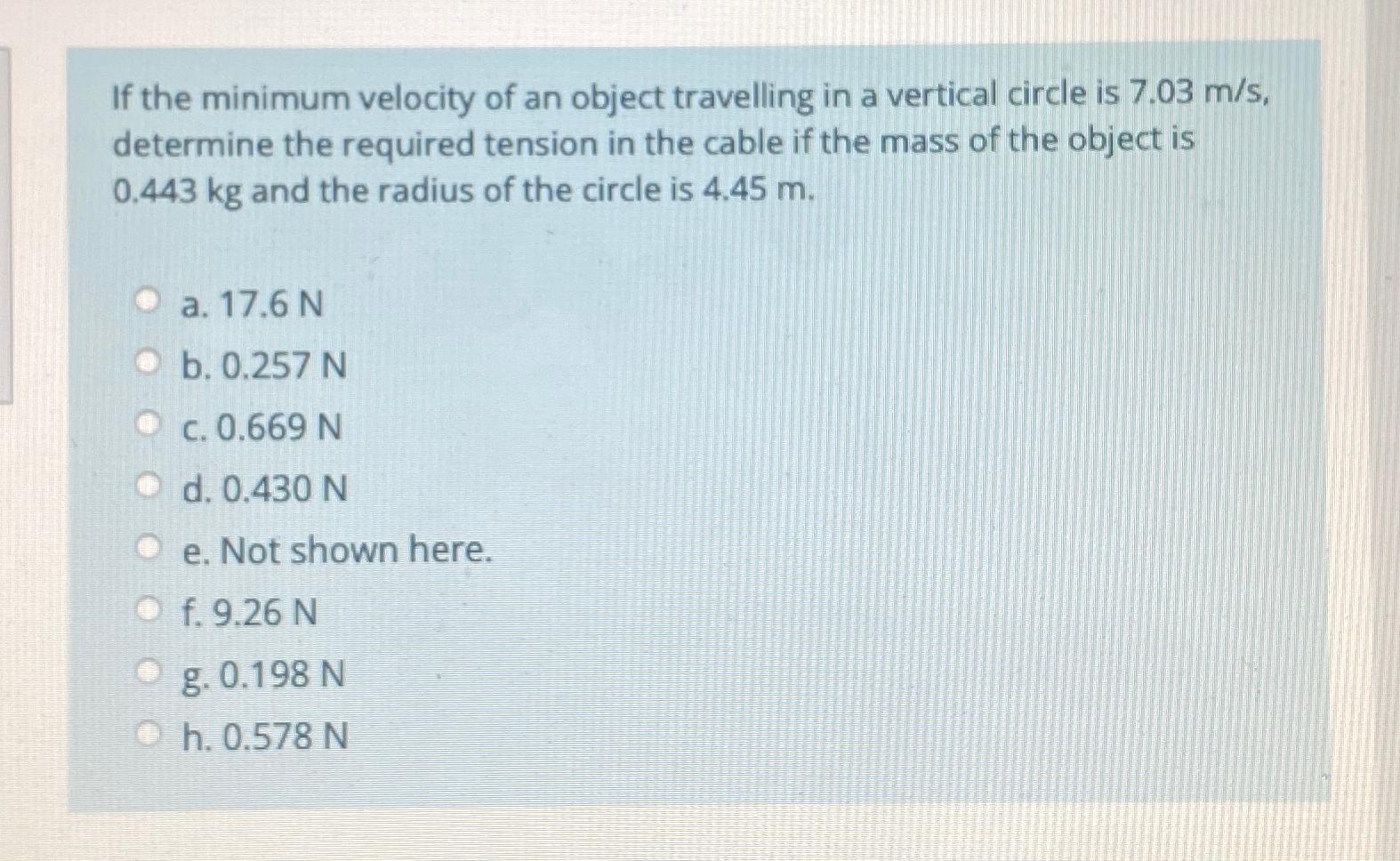 Solved If the minimum velocity of an object travelling in a | Chegg.com